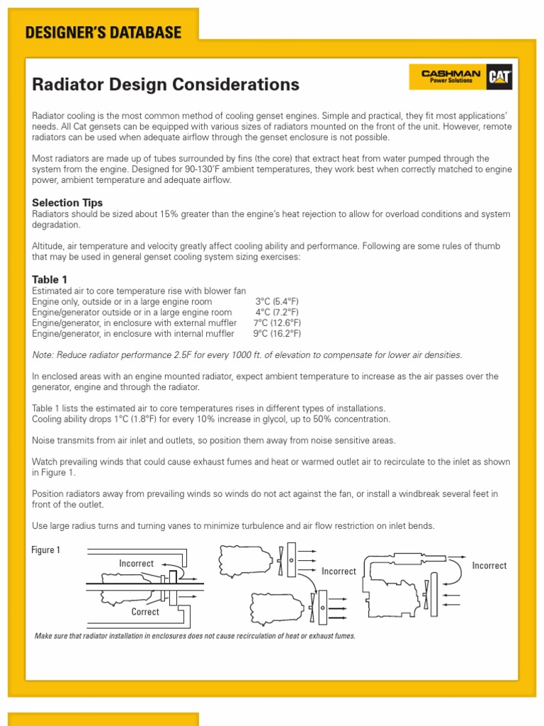 Genset Radiator Design Guidelines | PDF | Engines | Duct (Flow)