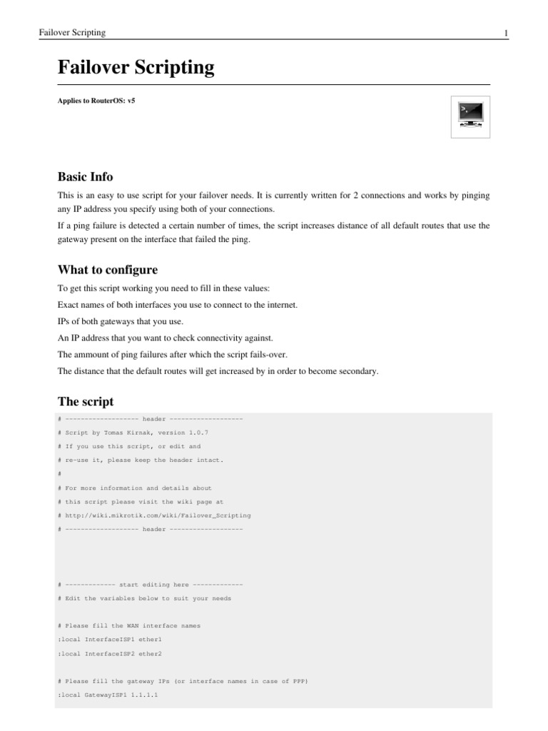 Failover Scripting | PDF | Ip Address | Router (Computing)