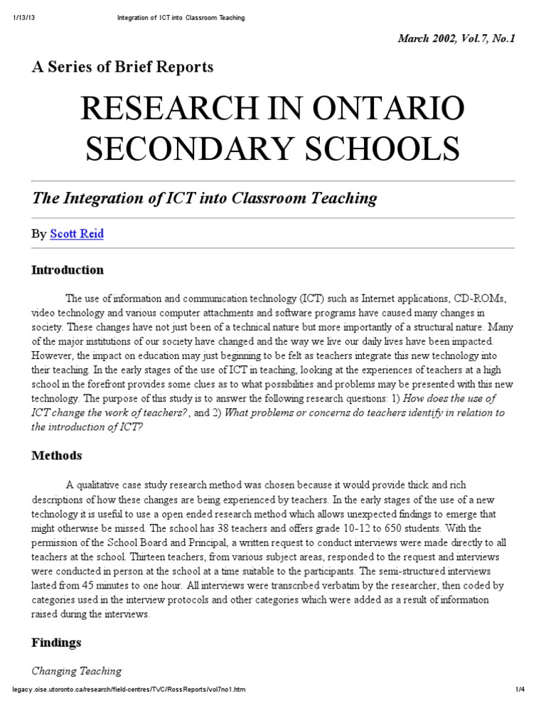 Integrating ICT in Classroom Teaching | PDF | Educational Technology ...