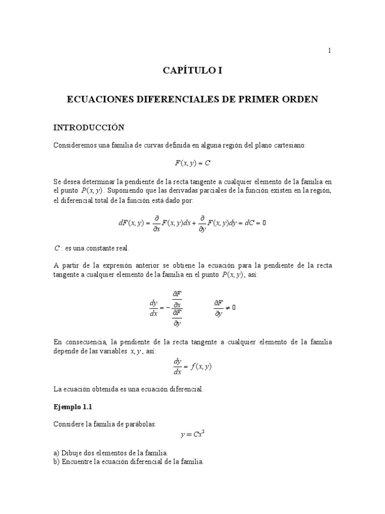 Ecuaciones Diferenciales de Primer Orden | PDF | Ecuaciones ...