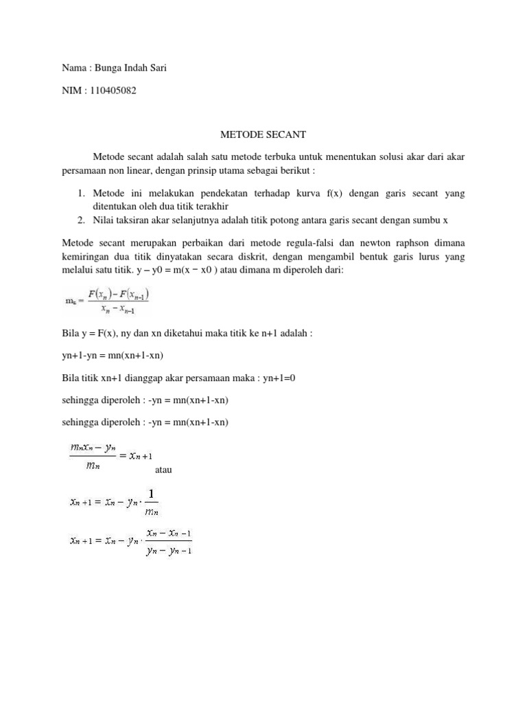 Metode Secant Tugas | PDF | Metode & Bahan Ajar