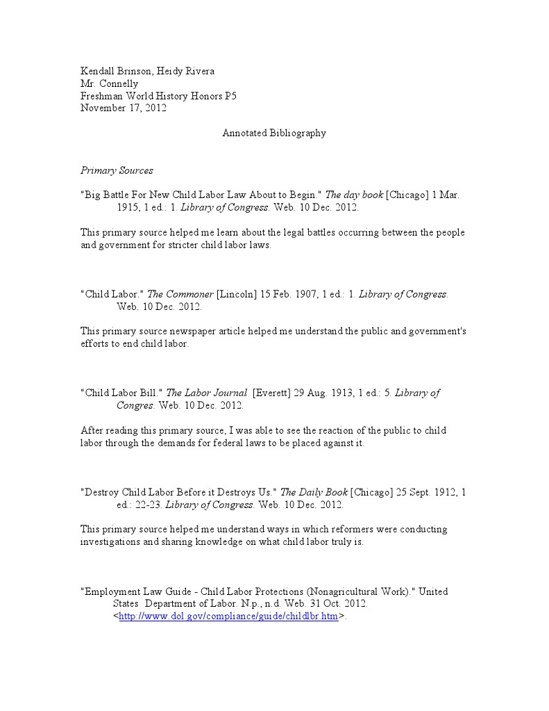 Annotated Bibliography | PDF | Child Labour | Labour Economics