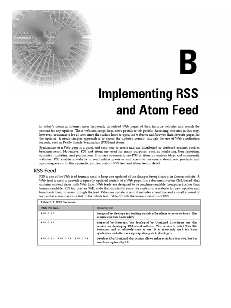 Implementing RSS and Atom Feed | PDF | Web Standards | World Wide Web ...