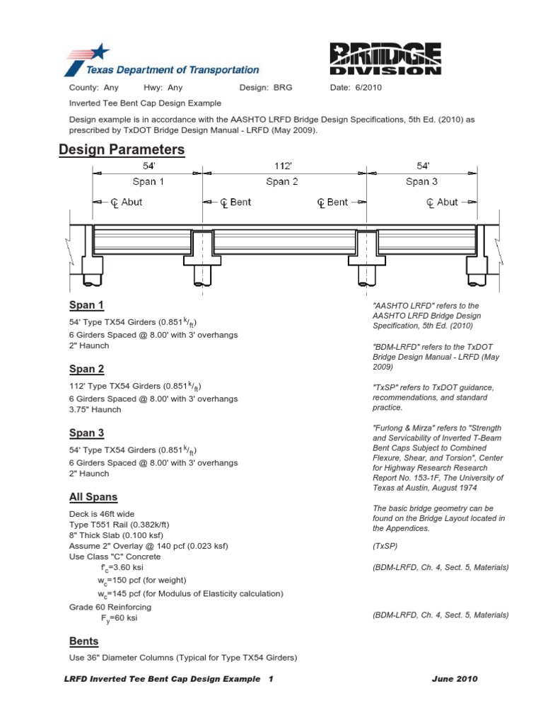 Inverted T Bent Cap Design Example | Bending | Bridge