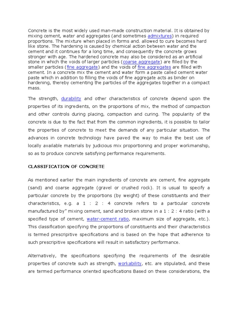 Admixtures: Classification of Concrete | PDF | Concrete | Construction ...