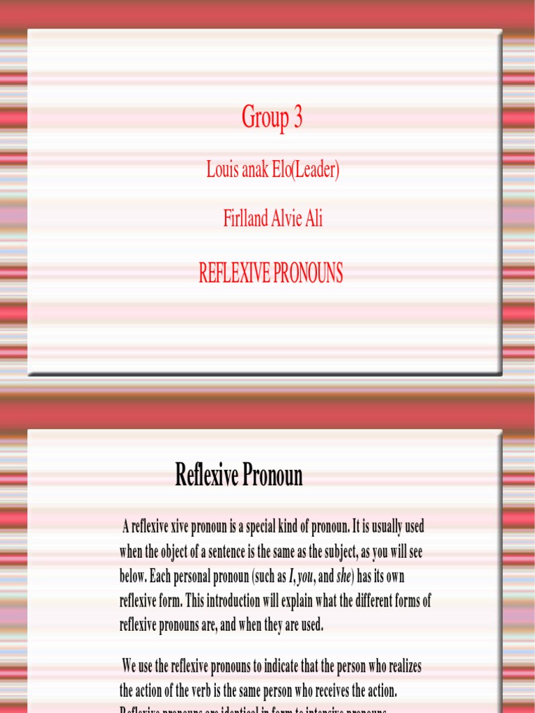 Group 03-Reflexive Pronouns | PDF | Pronoun | Grammatical Number
