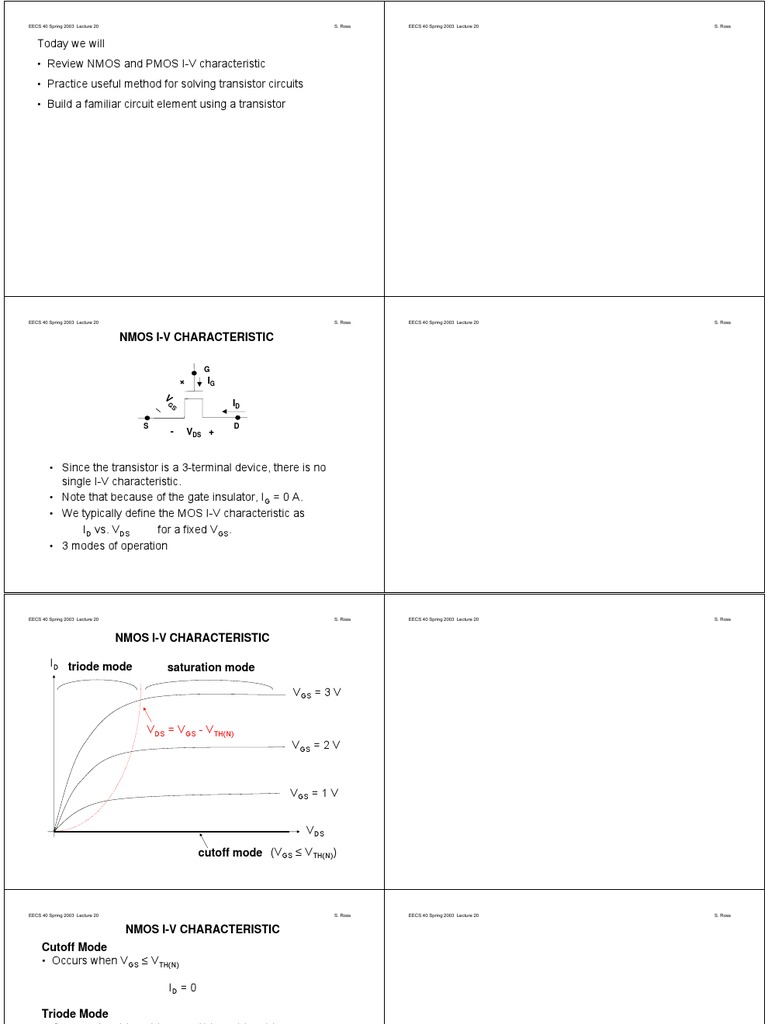 Nmos I-V Characteristic | PDF | Mosfet | Electrical Engineering