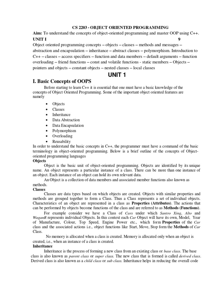 Intro to OOP with C++ Basics | PDF | Class (Computer Programming ...