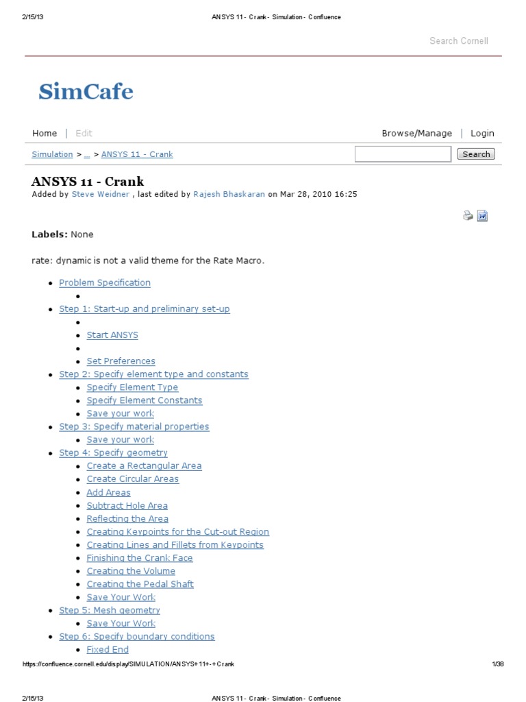 ANSYS 11 - Crank - Simulation | PDF | Graphical User Interfaces | Web Browser