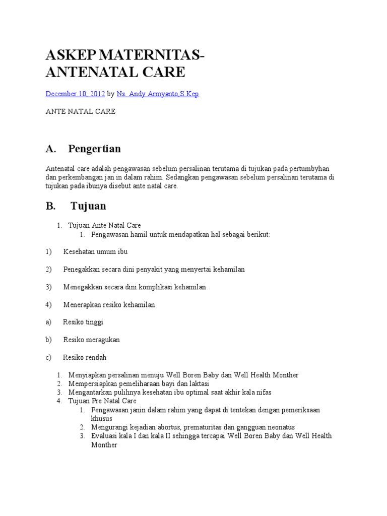 Askep Maternitas Anc | PDF