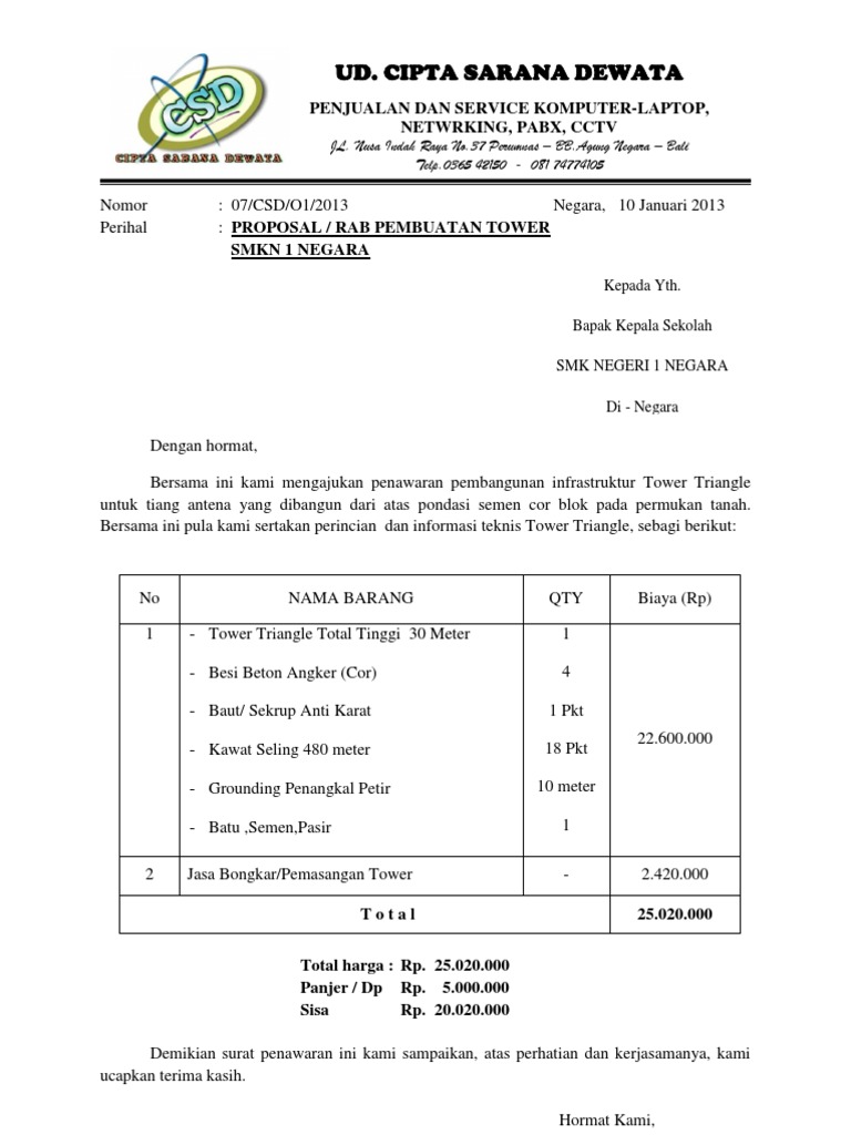 Proposal Pembangunan Tower Triangle | PDF | Teknologi & Rekayasa