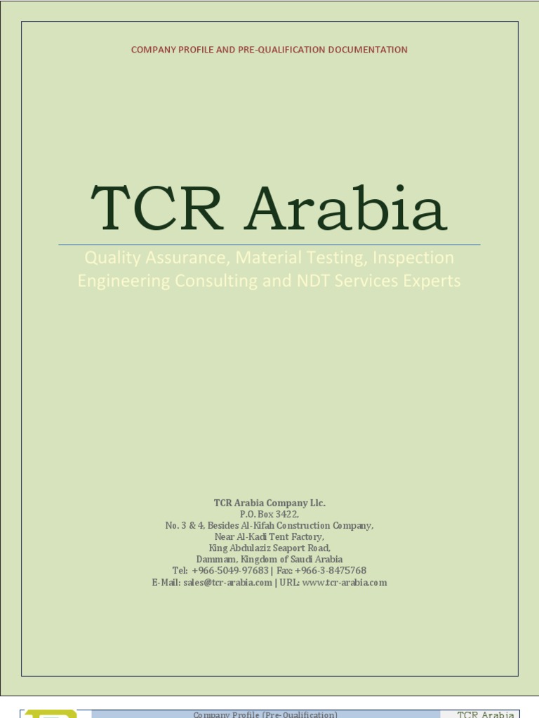 TCR Arabia Company Profile | PDF | Nondestructive Testing | Welding
