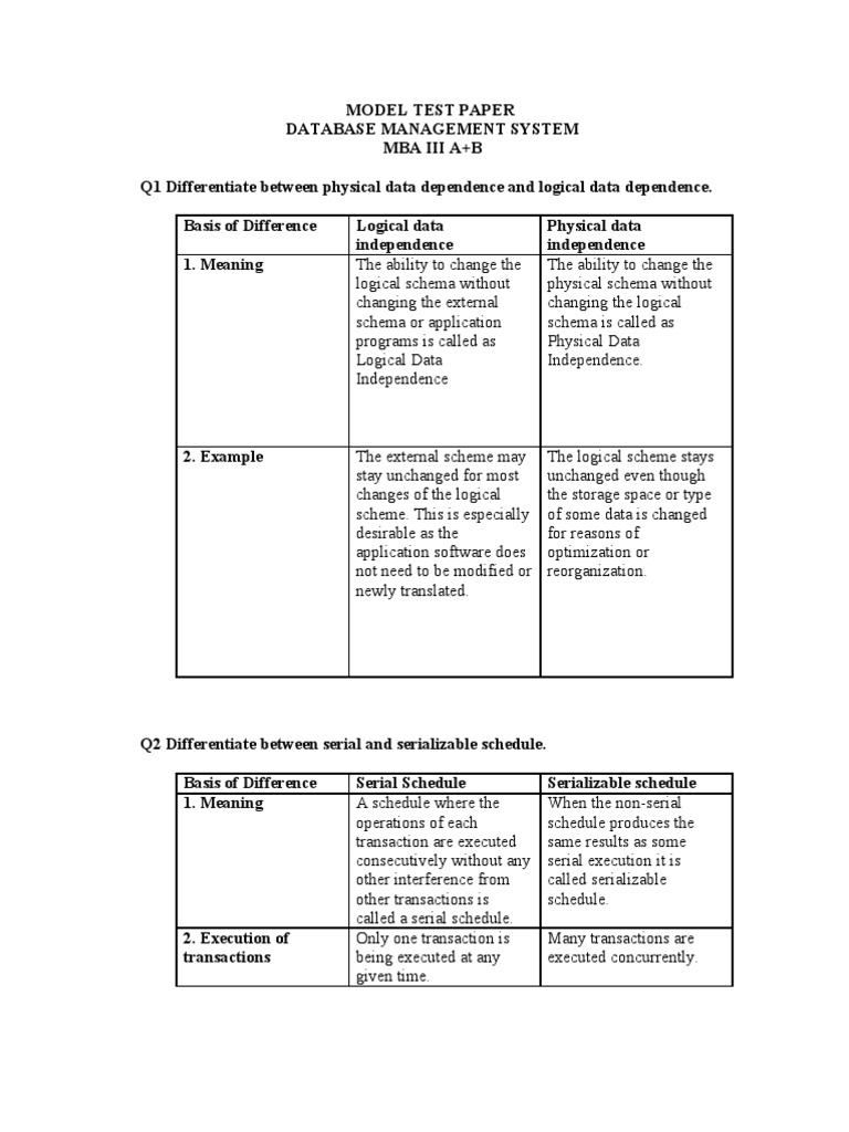 Model Test Paper Dbms | Download Free PDF | Oracle Database | Databases