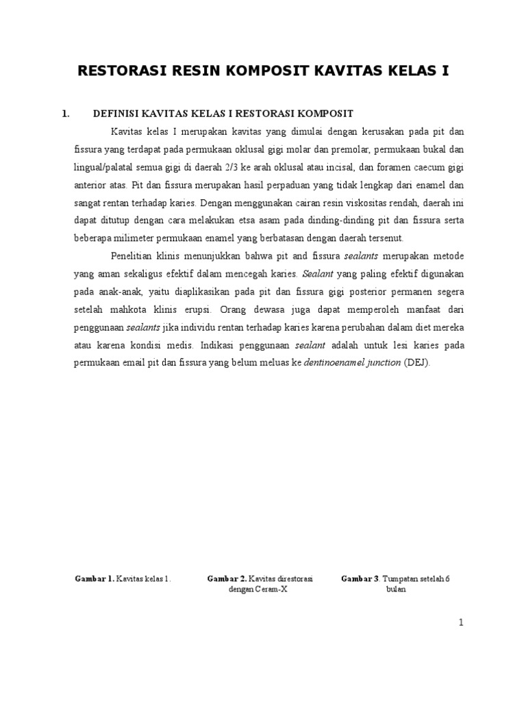Restorasi Resin Komposit Kavitas Kelas I | PDF