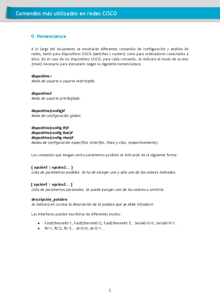 Comandos Cisco | PDF | Enrutador (Computación) | Dirección IP