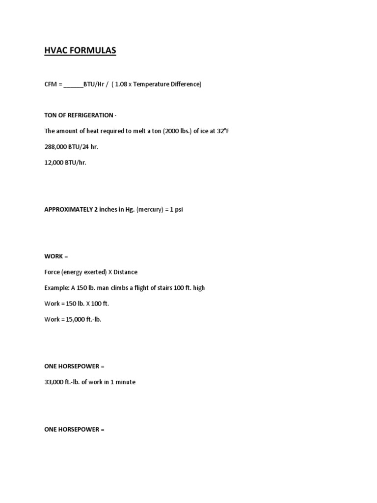 Hvac Formulas PDF | PDF | Propane | Combustion