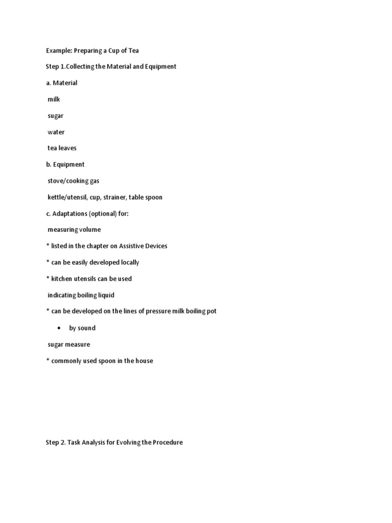 Example Task Analysis | PDF | Kitchen Utensil | Spoon