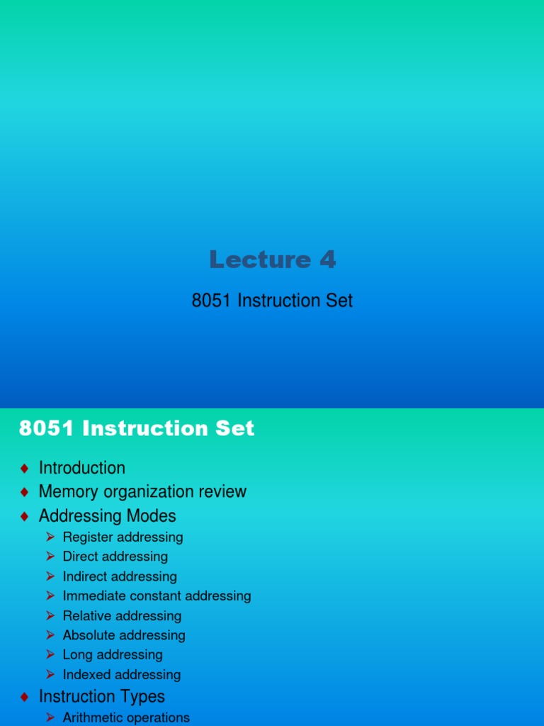 8051 Instruction Set | PDF | Digital Technology | Computer Science