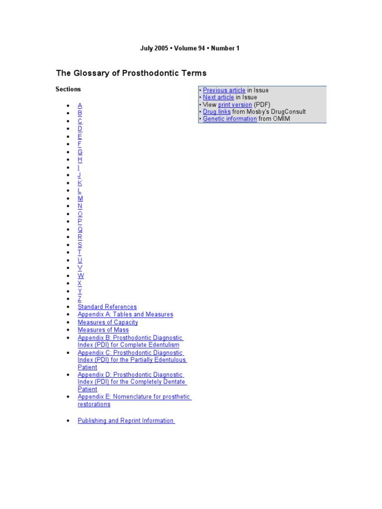 A Comprehensive Glossary of Prosthodontic Terms | PDF | Dental Implant ...