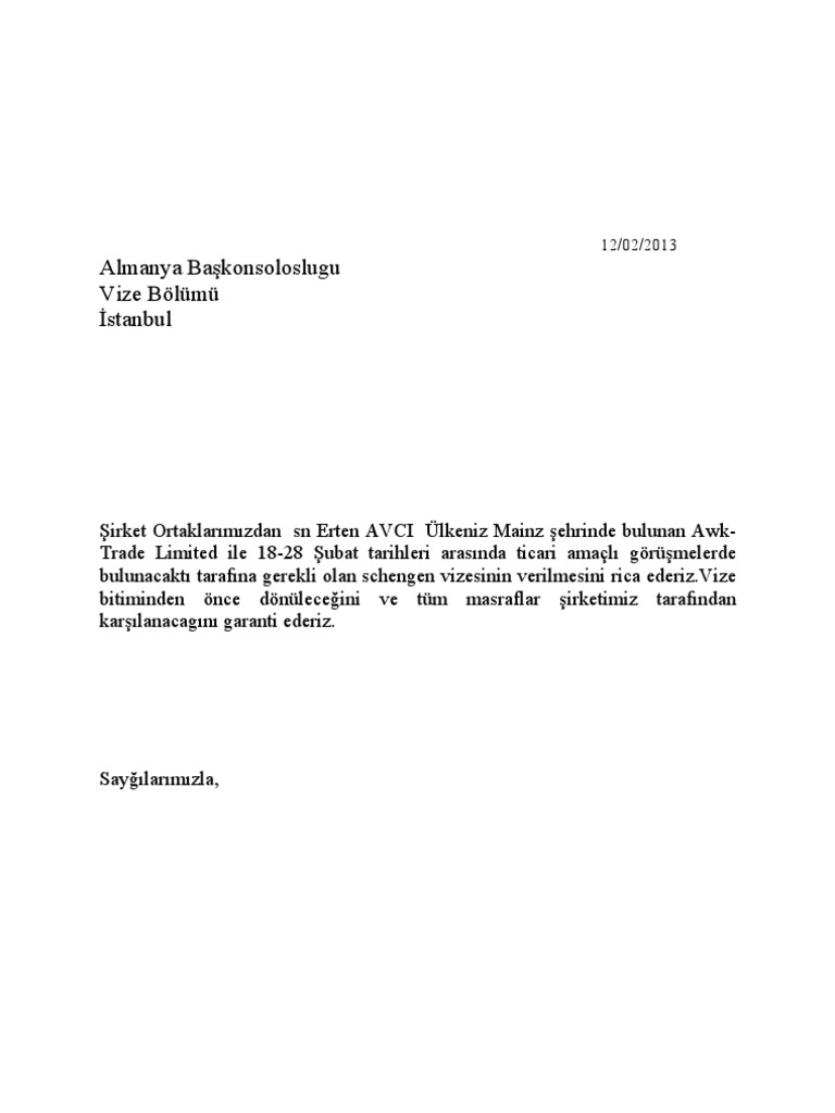 Almanya Vize Basvuru Dilekce Ornegi | PDF Almanya Vize Basvuru Dilekce Ornegi | PDF