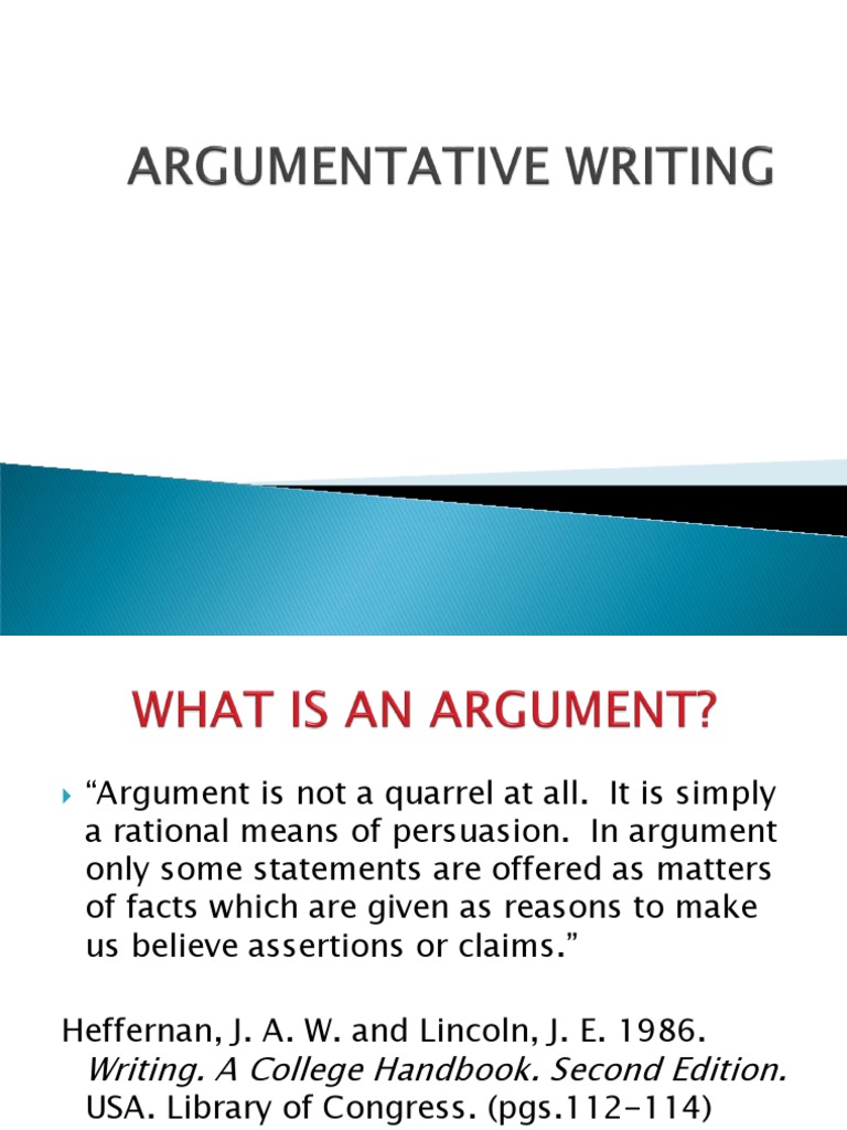 Argumentative Writing - Lecture Note | PDF | Argument | Proposition