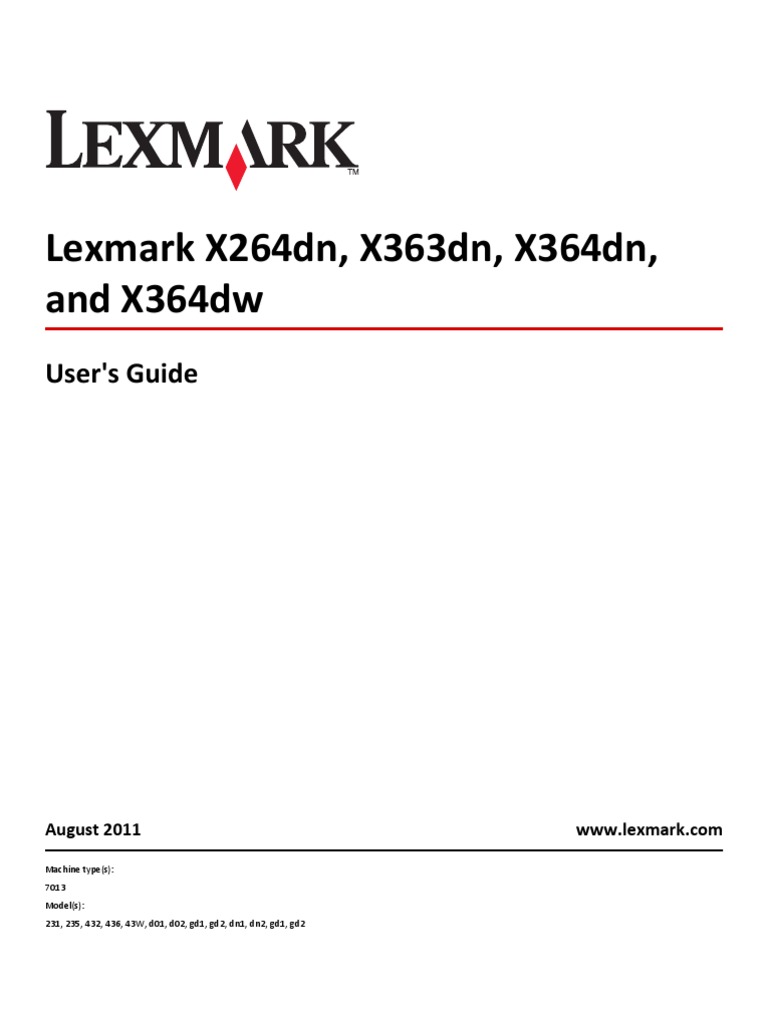 Lexmark X264dn User Manual | PDF | Image Scanner | Computer Network