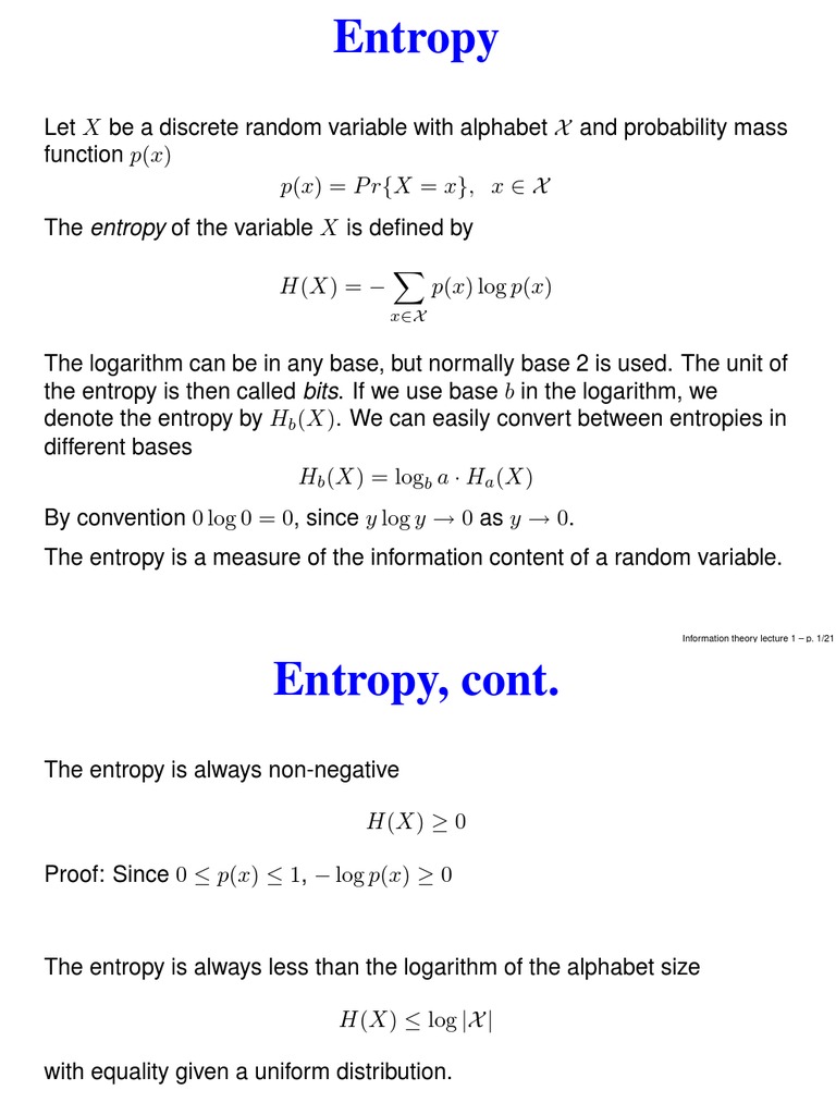 Entropy | PDF | Logarithm | Scientific Theories