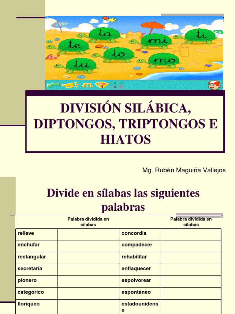 ACENTUACIÓN, DIVISIÓN SILÁBICA, DIPTONGOS, TRIPTONGOS | Sílaba | Vocal ...