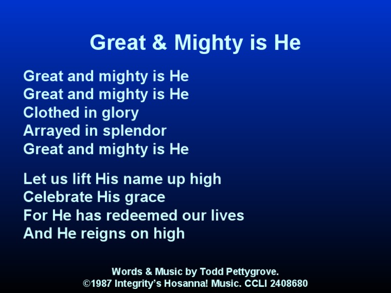 Great and Mighty Is He | PDF