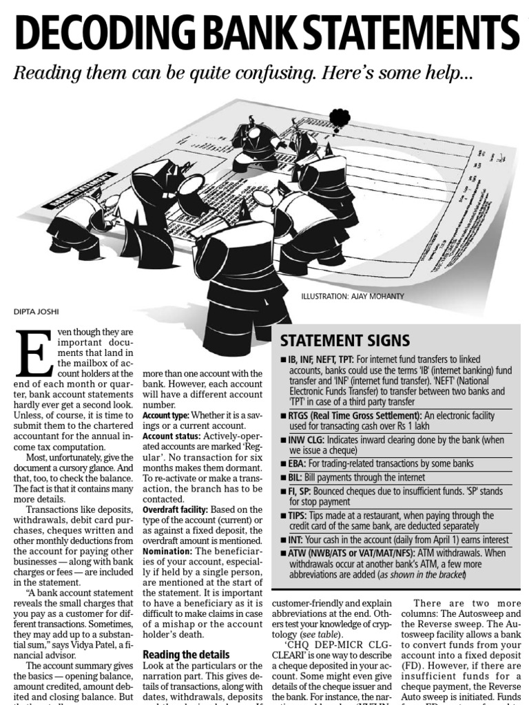 Decoding Bank Statements | PDF | Cheque | Overdraft