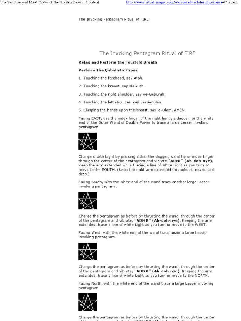 Golden Dawn - Invoking Pentagram Ritual of Fire | Download Free PDF ...