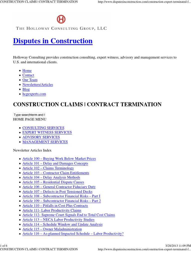 Construction Claims - Contract Termination | PDF | General Contractor ...
