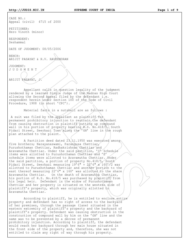 What Is Substantial Question of Law and Fact 2006 SC | PDF | Easement ...