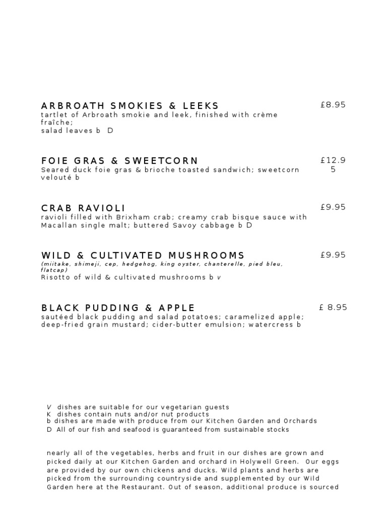 Seasonal British Dining Menu | PDF | Tea | Coffee