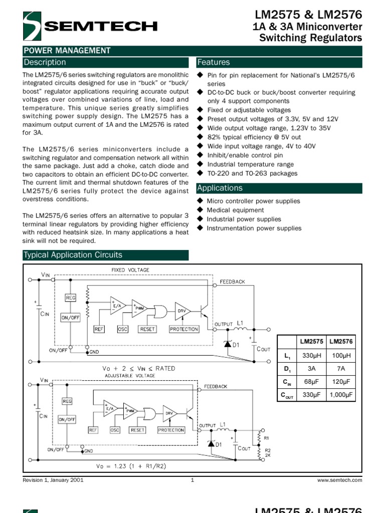 Datasheet LM2576T | PDF | Capacitor | Power Supply