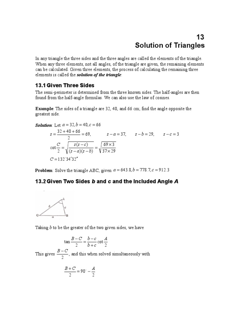 Triangle Solution Methods Explained | PDF | Sine | Triangle Geometry