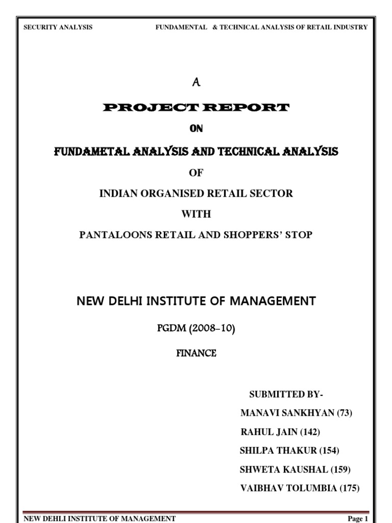 Fundamental and Technical Analysis of the Indian Organized Retail Sector: A Case Study of ...