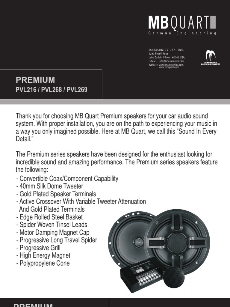 MB Quart Premium P VL Series Speaker Manual | PDF | Loudspeaker ...