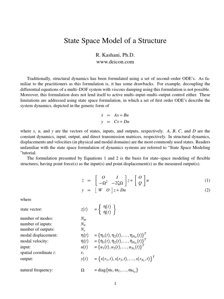 State Space Model of A Sructure | PDF | Eigenvalues And Eigenvectors ...