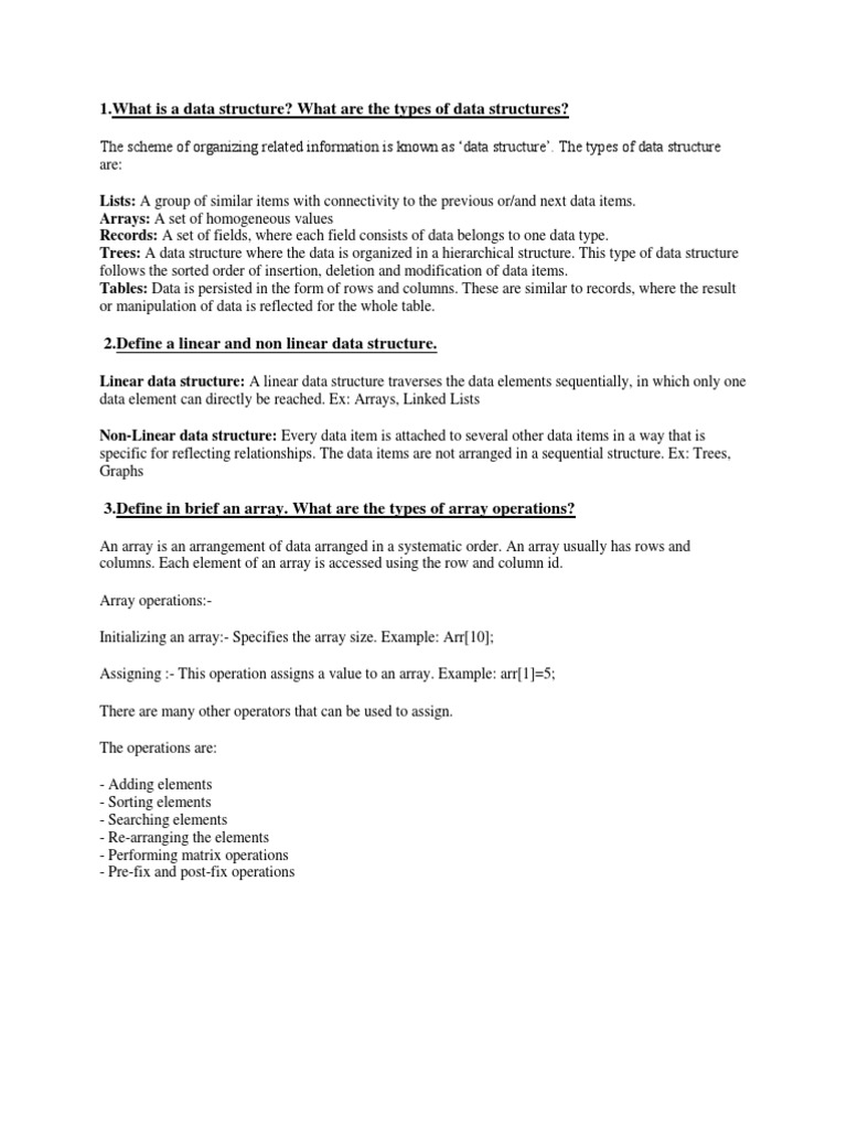 1.what Is A Data Structure? What Are The Types of Data Structures ...