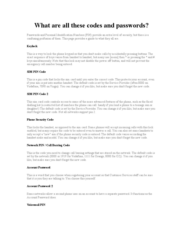 NOKIA Universal Codes | PDF | Personal Identification Number | Voicemail