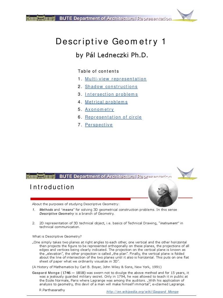 Descriptive Geometry 1 Lecture Notes | PDF | Perspective (Graphical ...