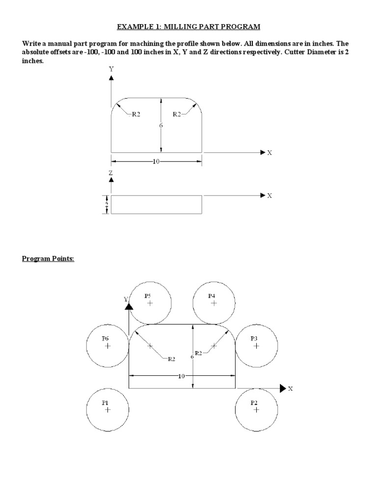 Examples of Milling & Turning Part Program | PDF | Industries ...