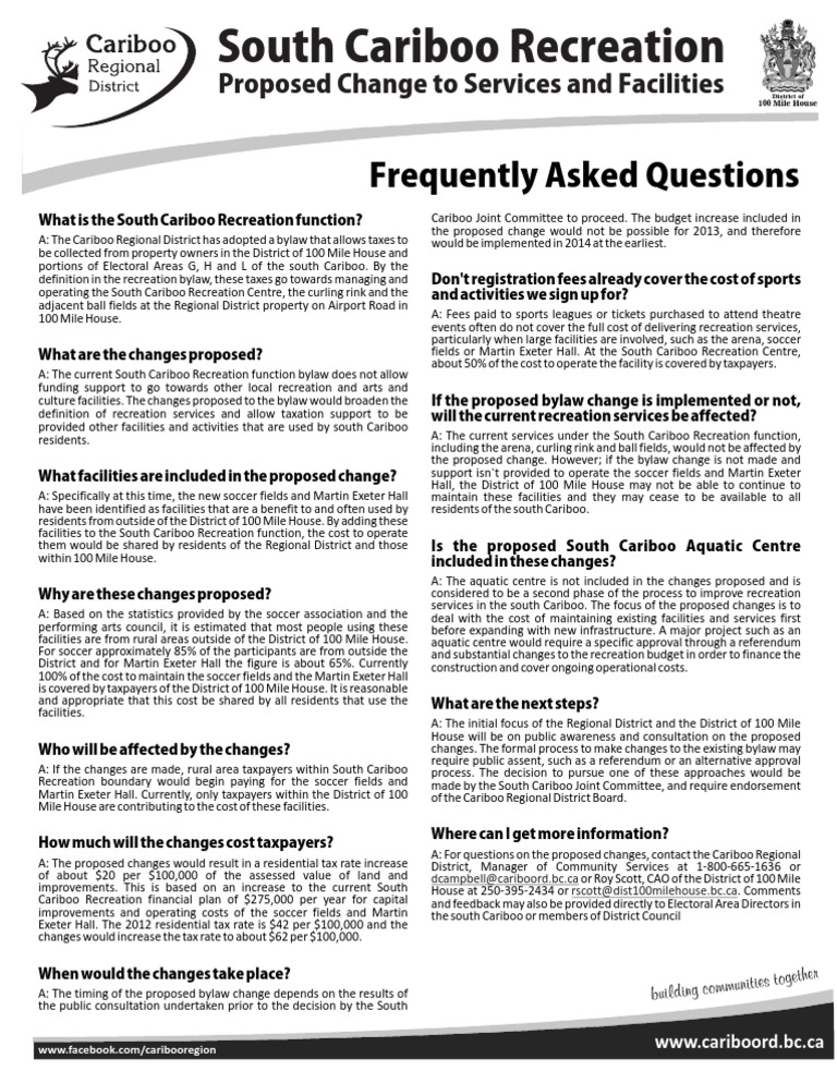 Backgrounder - FAQ SC Rec Services | PDF | Taxes | Government Finances