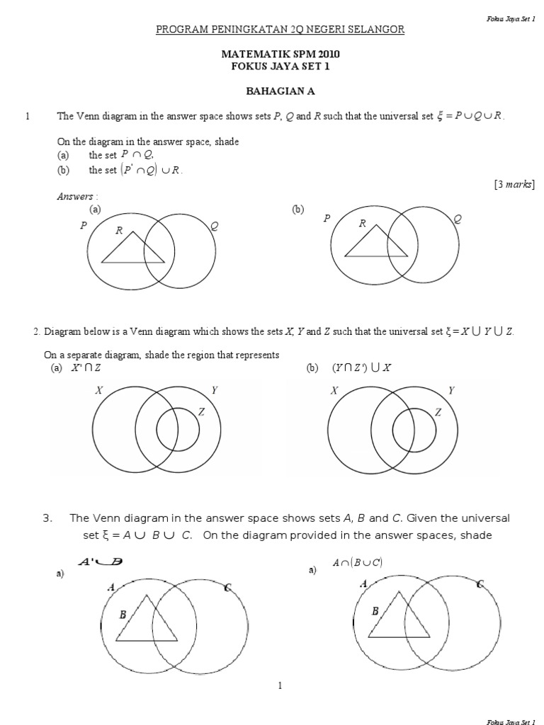 Revision On Operation On Sets, SPM Maths | PDF | Cartesian Coordinate ...