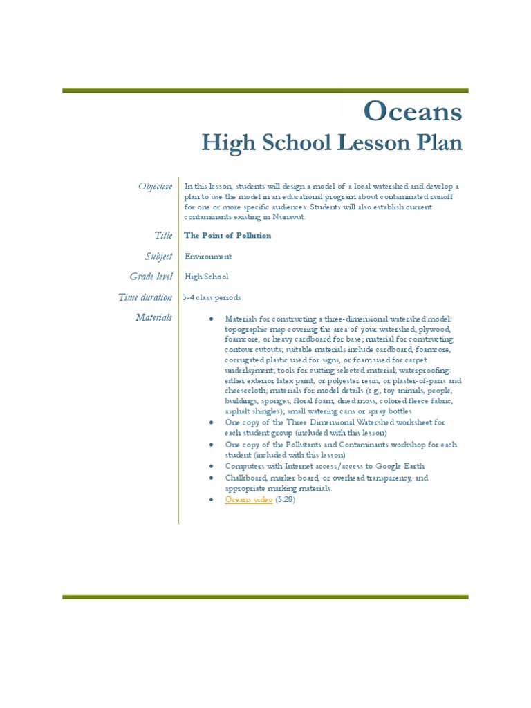 The Point of Pollution - High School Learning Guide | PDF | Surface ...