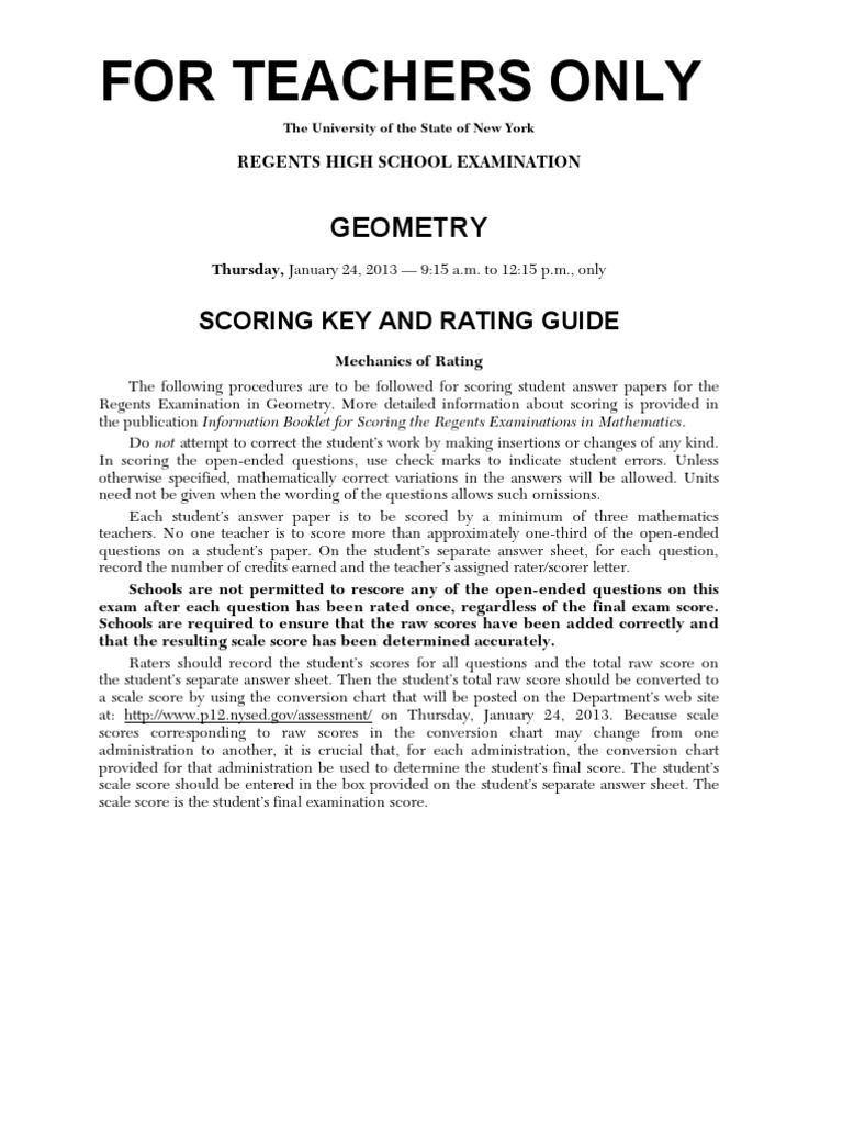 Score Guide For Geometry Jan Regents | PDF | Mathematical Proof ...
