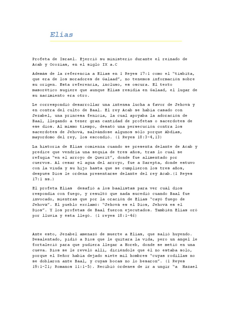 Elías y Eliseo: Profetas de Israel | PDF | Elijah | Biblia hebrea
