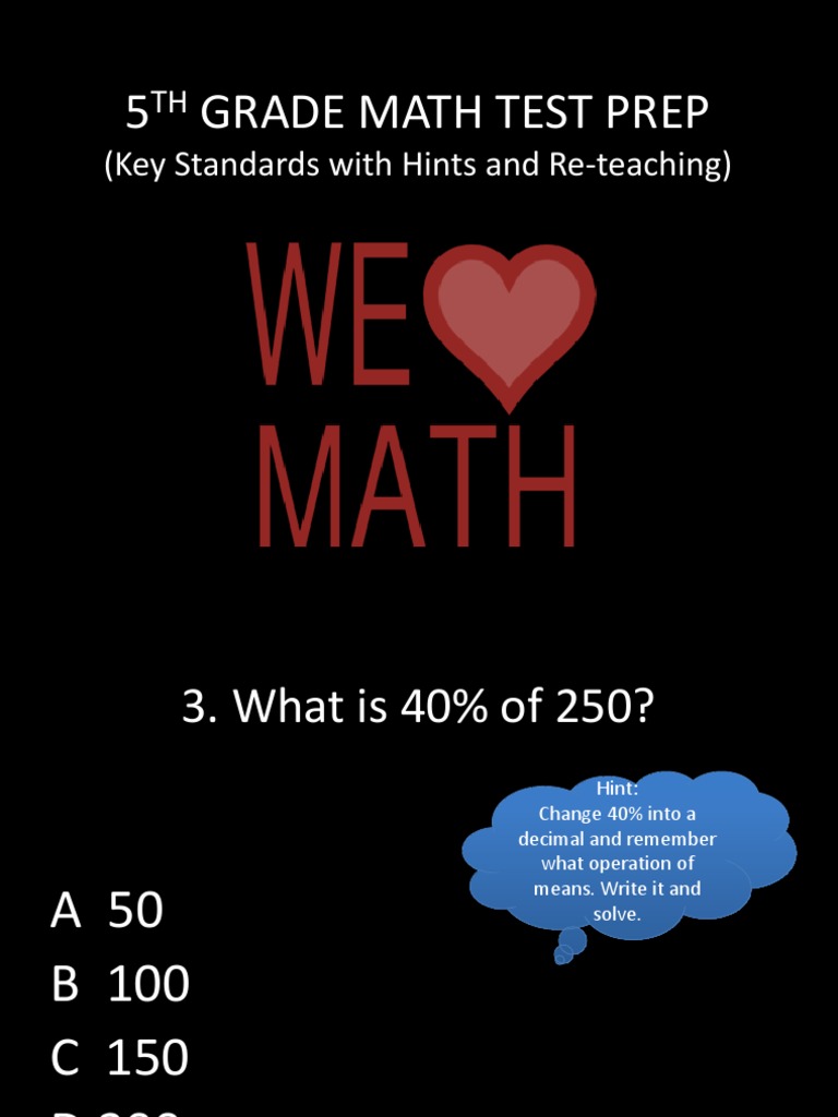 5th Grade CST Math Prep Key Standards With Hints and Explanations ...