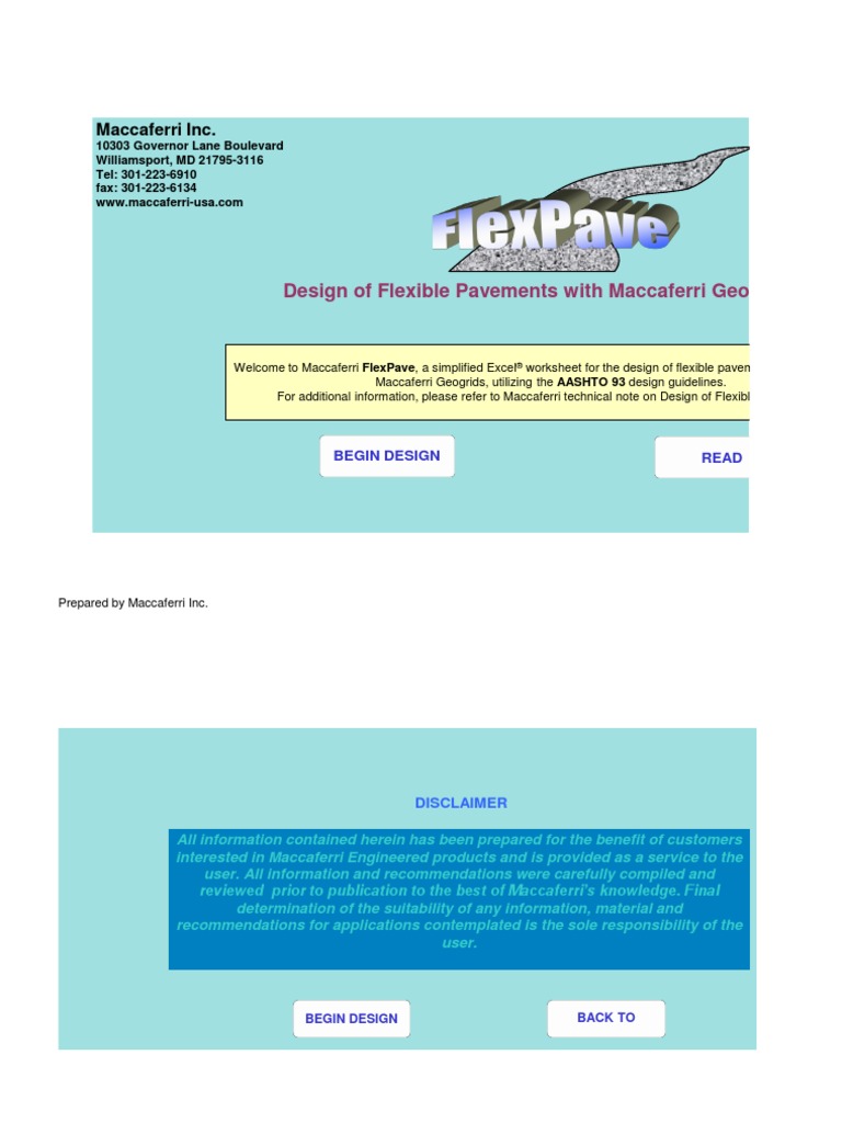 Maccaferri Flexible Pavement Design Spreadsheet | PDF | Strength Of ...